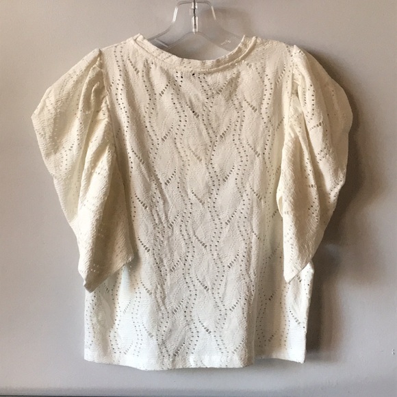Zara | Tops | Zara Perforated Jersey Puff Sleeve Top S New | Poshmark
